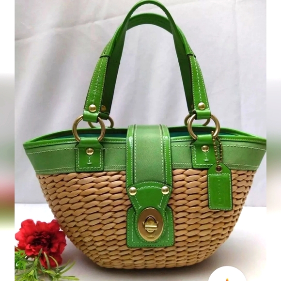 Coach | Bags | Coach Limited Anniversary Edition Wickerstraw Green ...